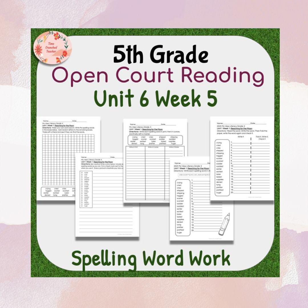 5th Grade Spelling Centers | Open Court Reading Unit 6 Week 5 ...