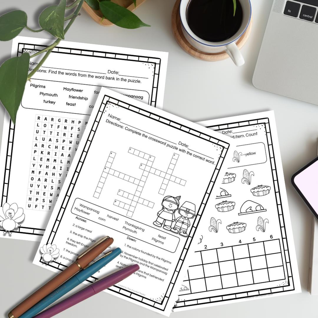Printable Thanksgiving Morning Work | Printable Thanksgiving Worksheets ...