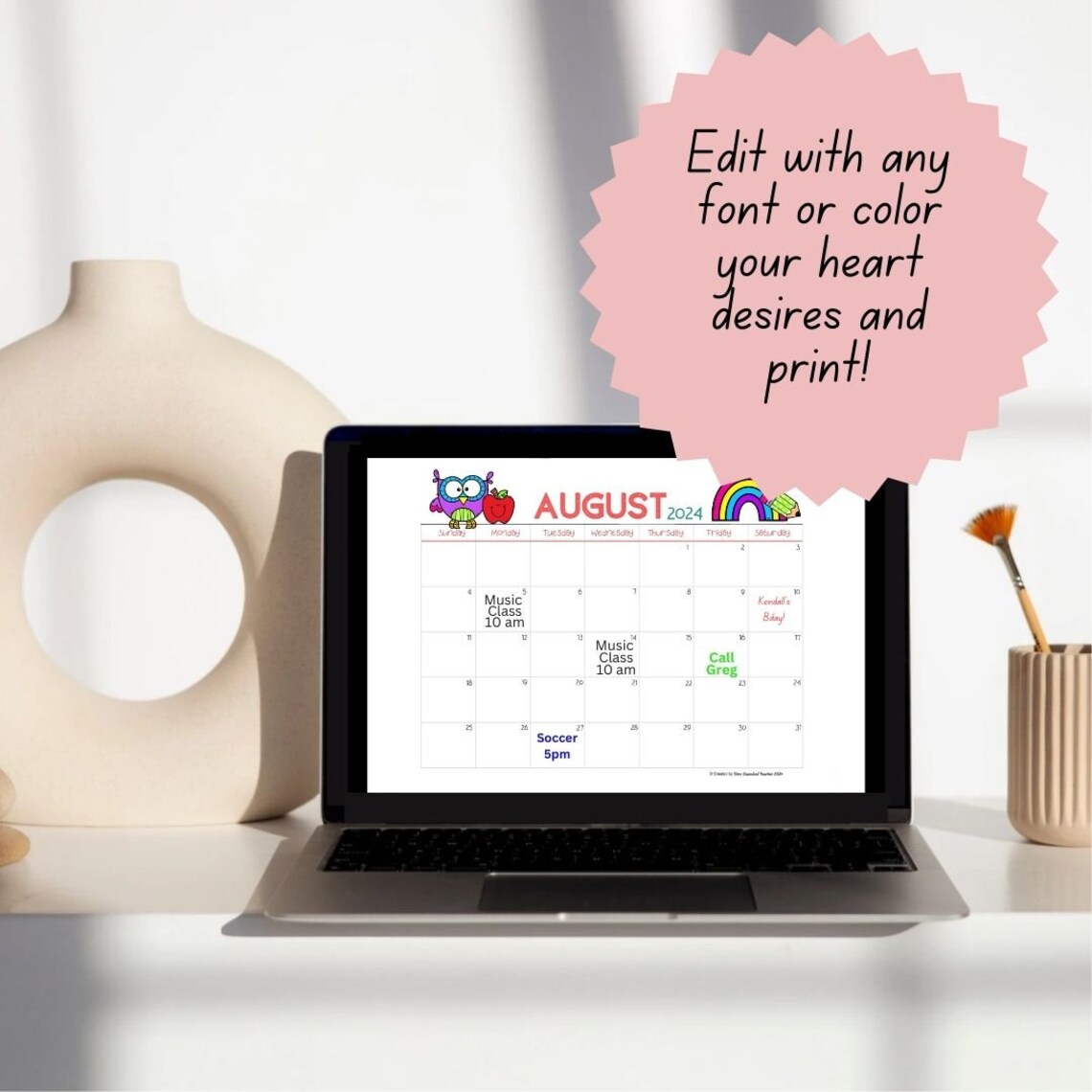Printable August 2024 Calendar | August 2024 Calendar | Customizable ...