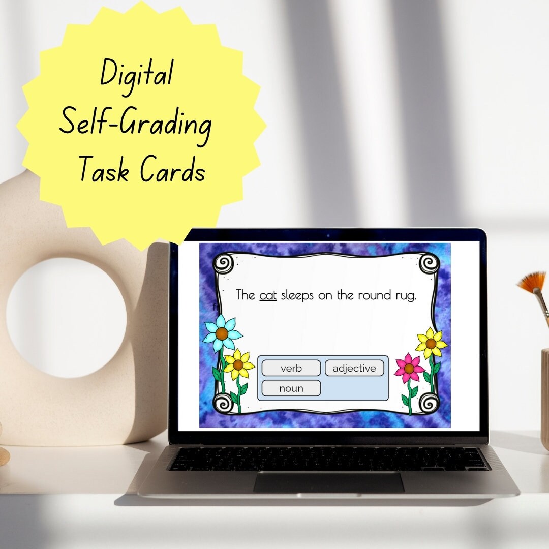 1st Grade Grammar | Verbs, Nouns, & Adjectives | Digital Boom Cards ...