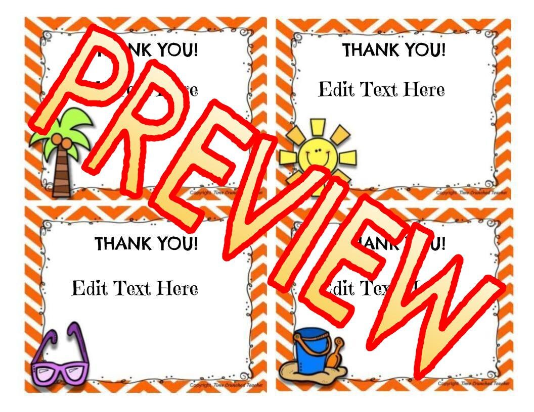 Printable Thank You Cards | End of the Year Teacher Thank You Cards ...