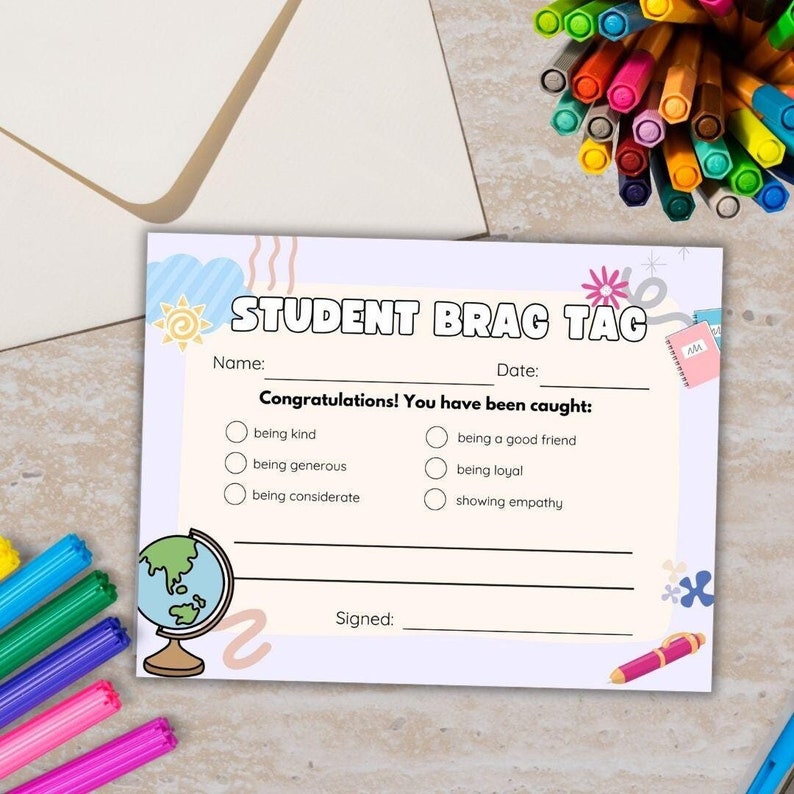 Printable Fill in the Blank Brag Tags | Teacher Notecards | Happy Note ...