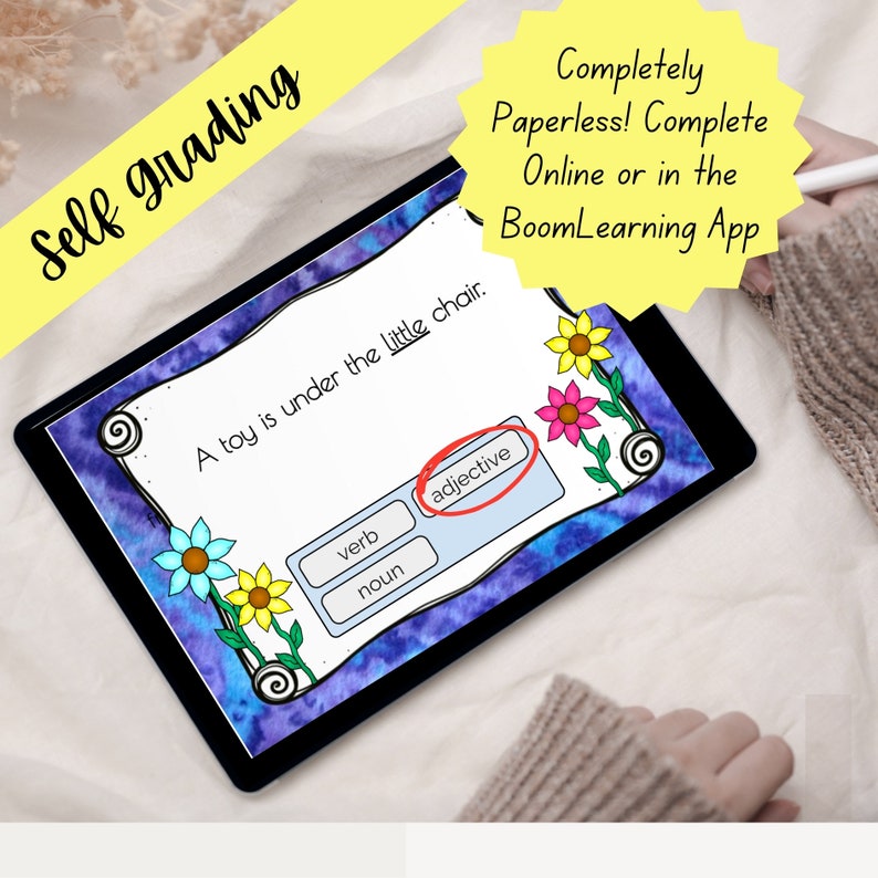 1st Grade Grammar | Verbs, Nouns, & Adjectives | Digital Boom Cards ...