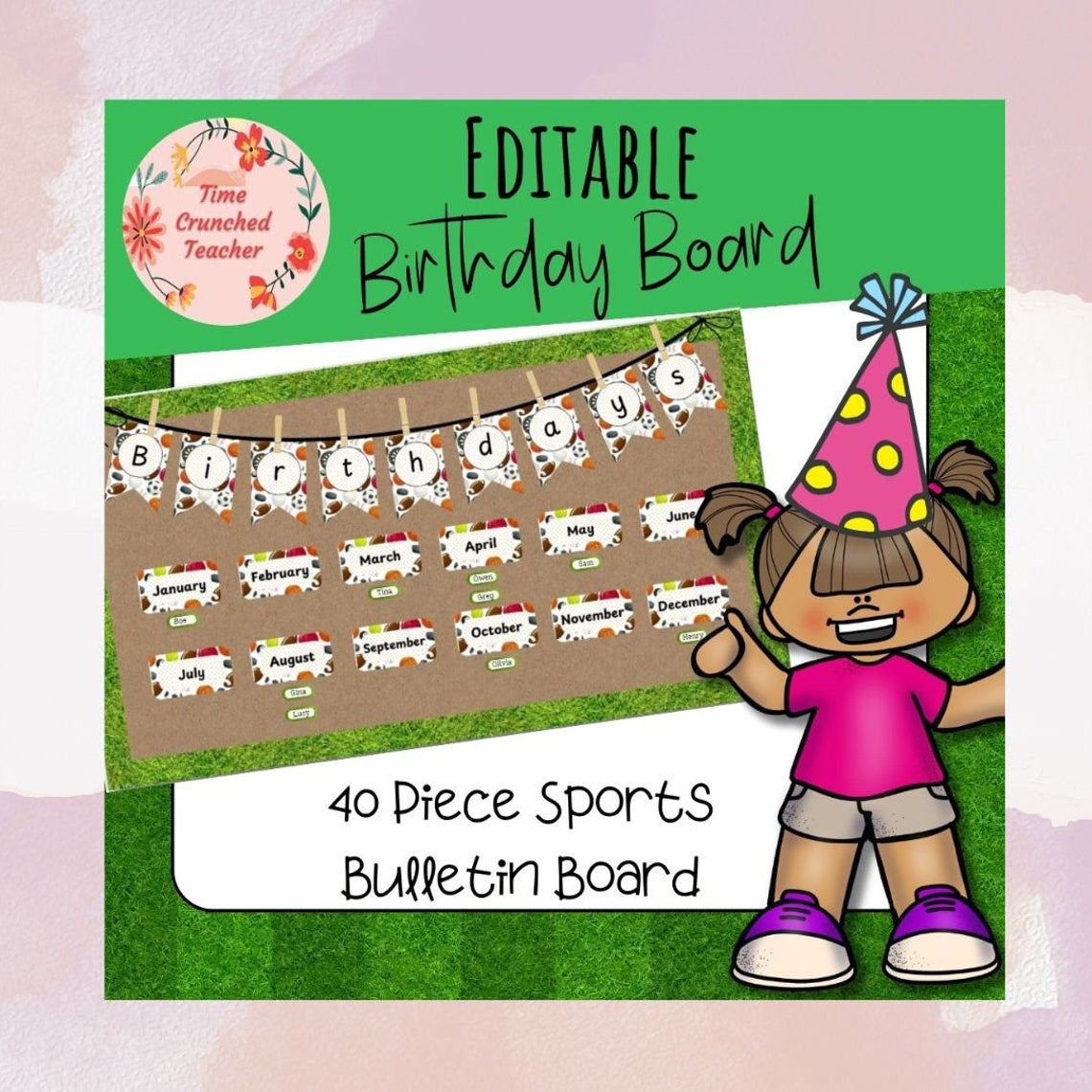Printable Happy Birthday Bulletin Board Set | Classroom Birthday Board ...