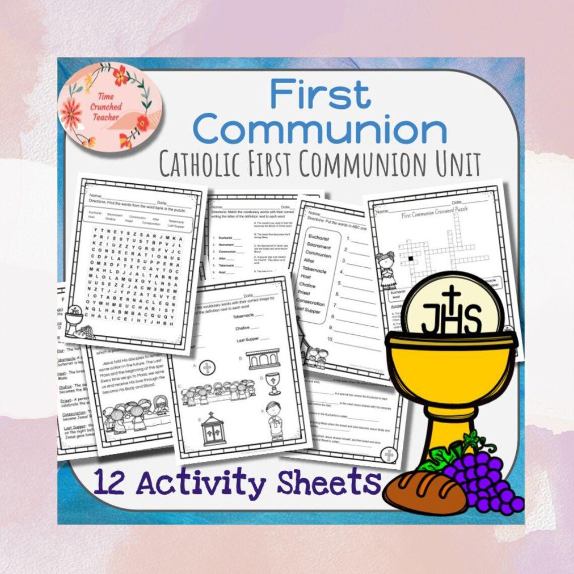 Printable Catholic First Communion Unit: 10 Pages of First Eucharist ...
