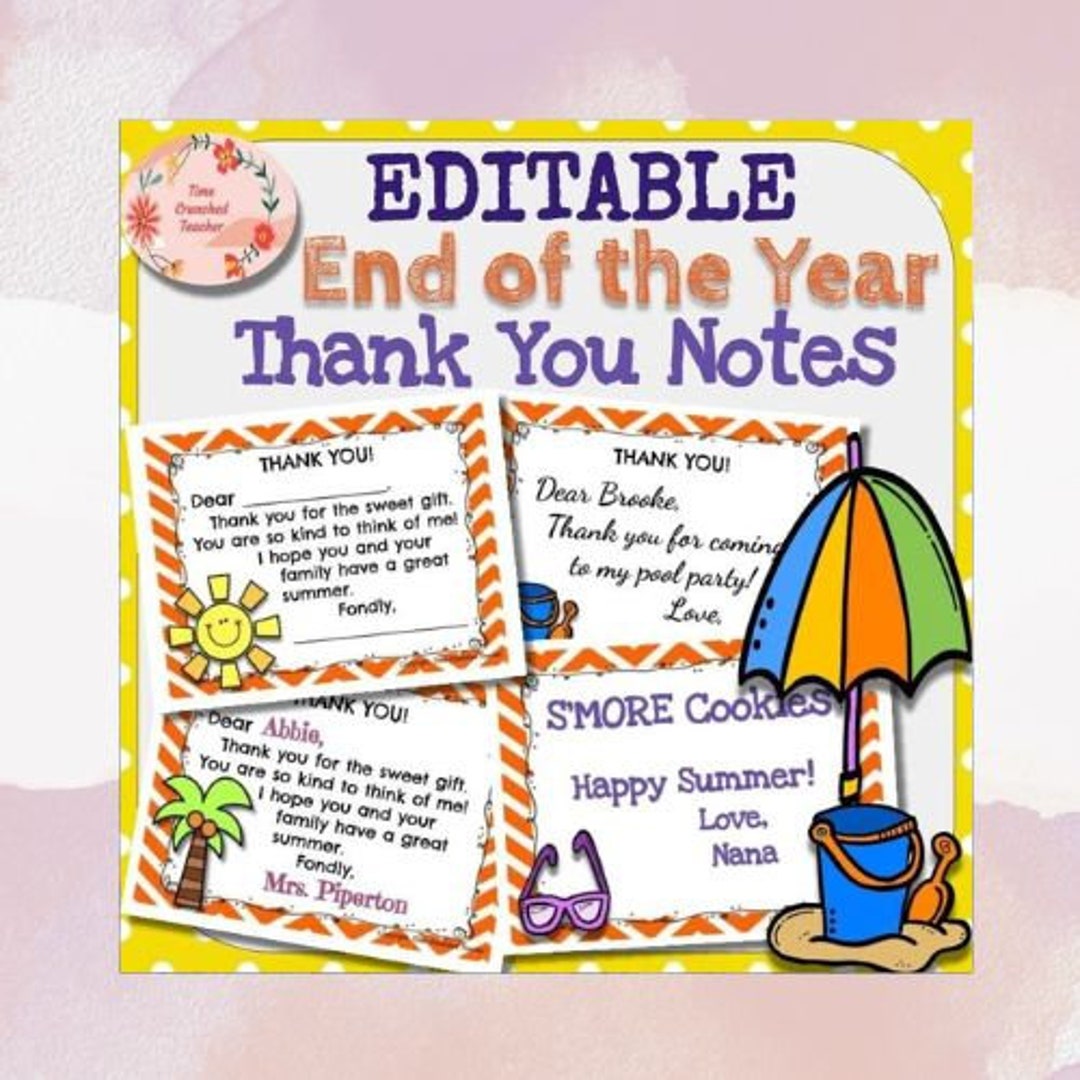 Printable Thank You Cards | End of the Year Teacher Thank You Cards ...
