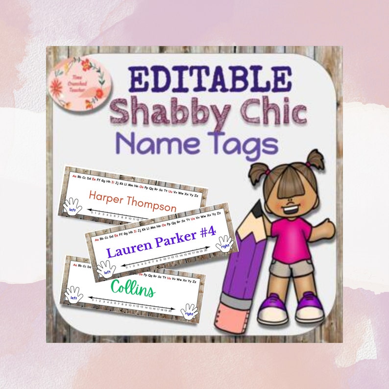 Shabby Chic | Printable Student Name Tags | Printable Name Tags | Name ...