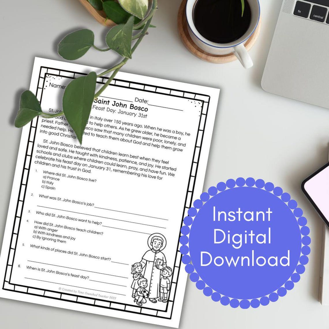St. John Bosco Activity Pack | Catholic 2nd Grade (digital Download) - Etsy