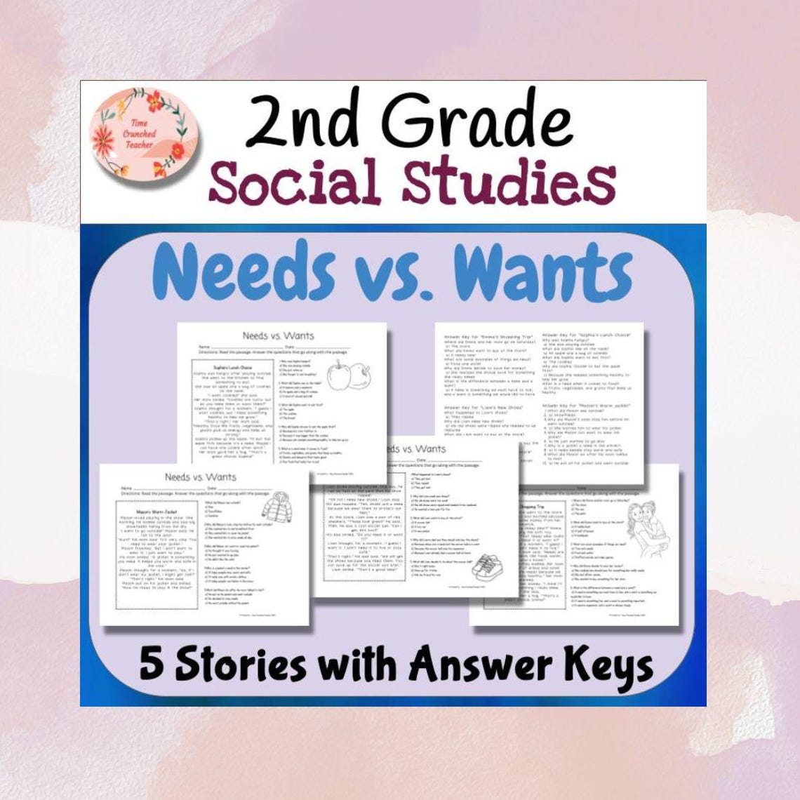 Printable 2nd Grade Social Studies: Needs and Wants | Reading Passages ...