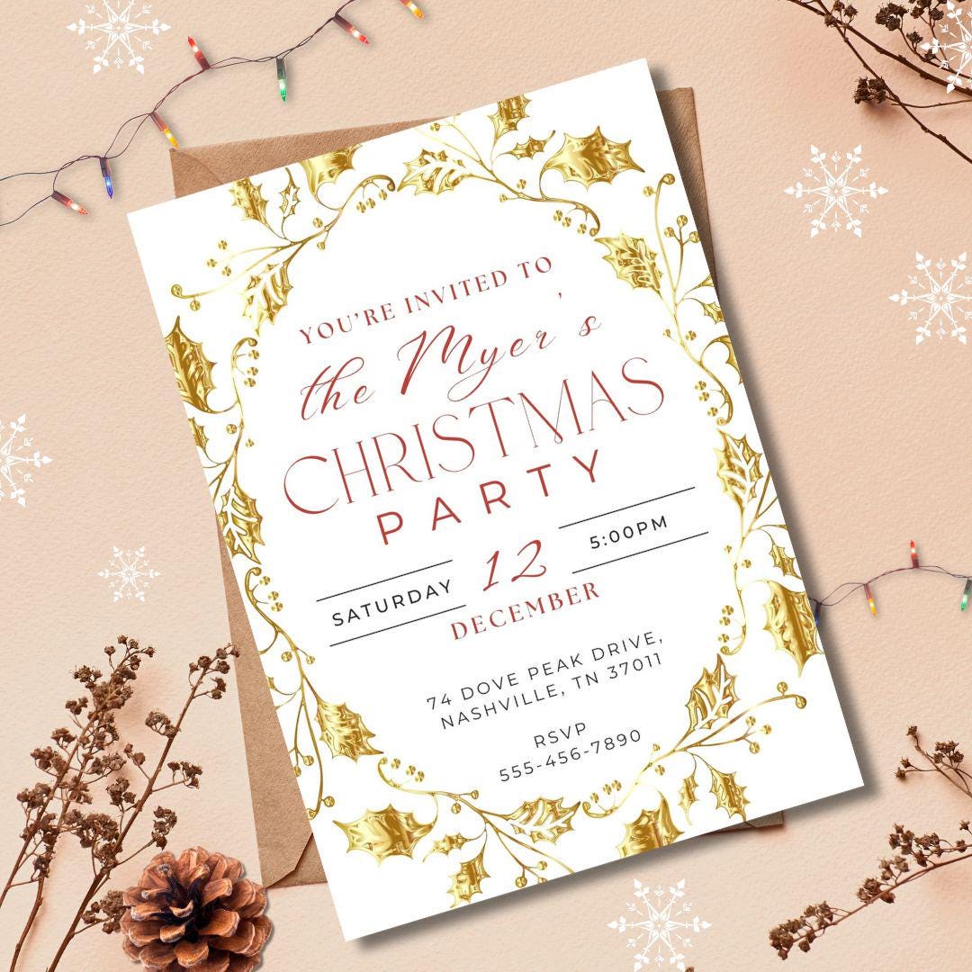 Printable Christmas Party Invitation | Holiday Party Invitation ...