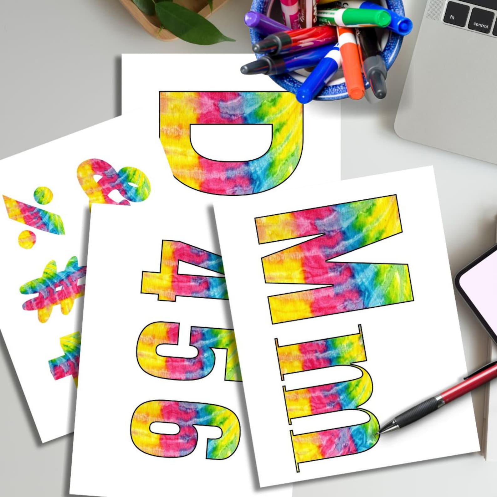 Printable Bulletin Board Lettering | Tie Dye Bulletin Board | Tie Dye ...