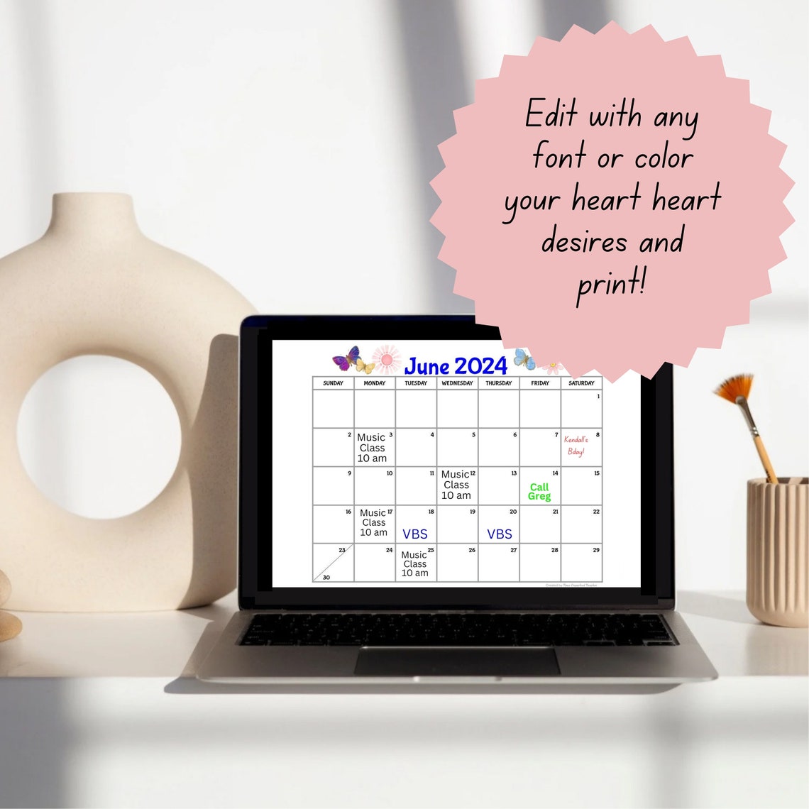 Printable June 2024 Calendar | June 2024 Calendar | Customizable ...
