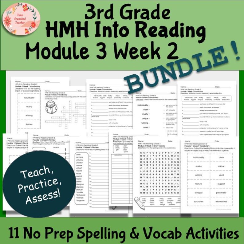 3rd Grade HMH Into Reading Module 3 Week 2 Spelling & Vocabulary Weekly ...