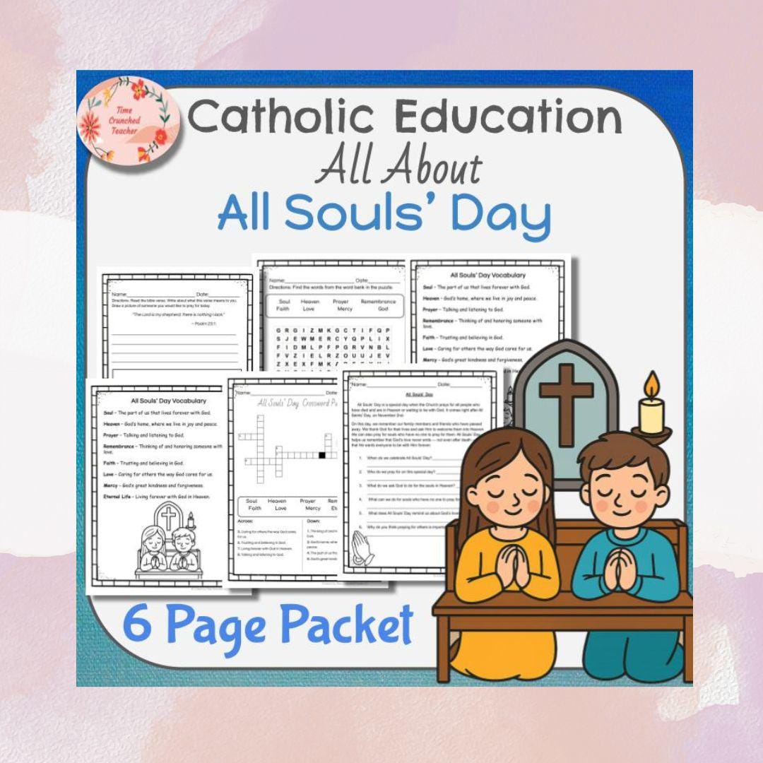 All Souls’ Day Catholic Worksheets | Printable Feast Day Lesson | 2nd ...