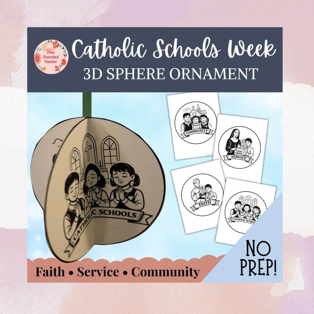 Printable Catholic Schools Week Craft for Kids | 3D Sphere Ornament ...