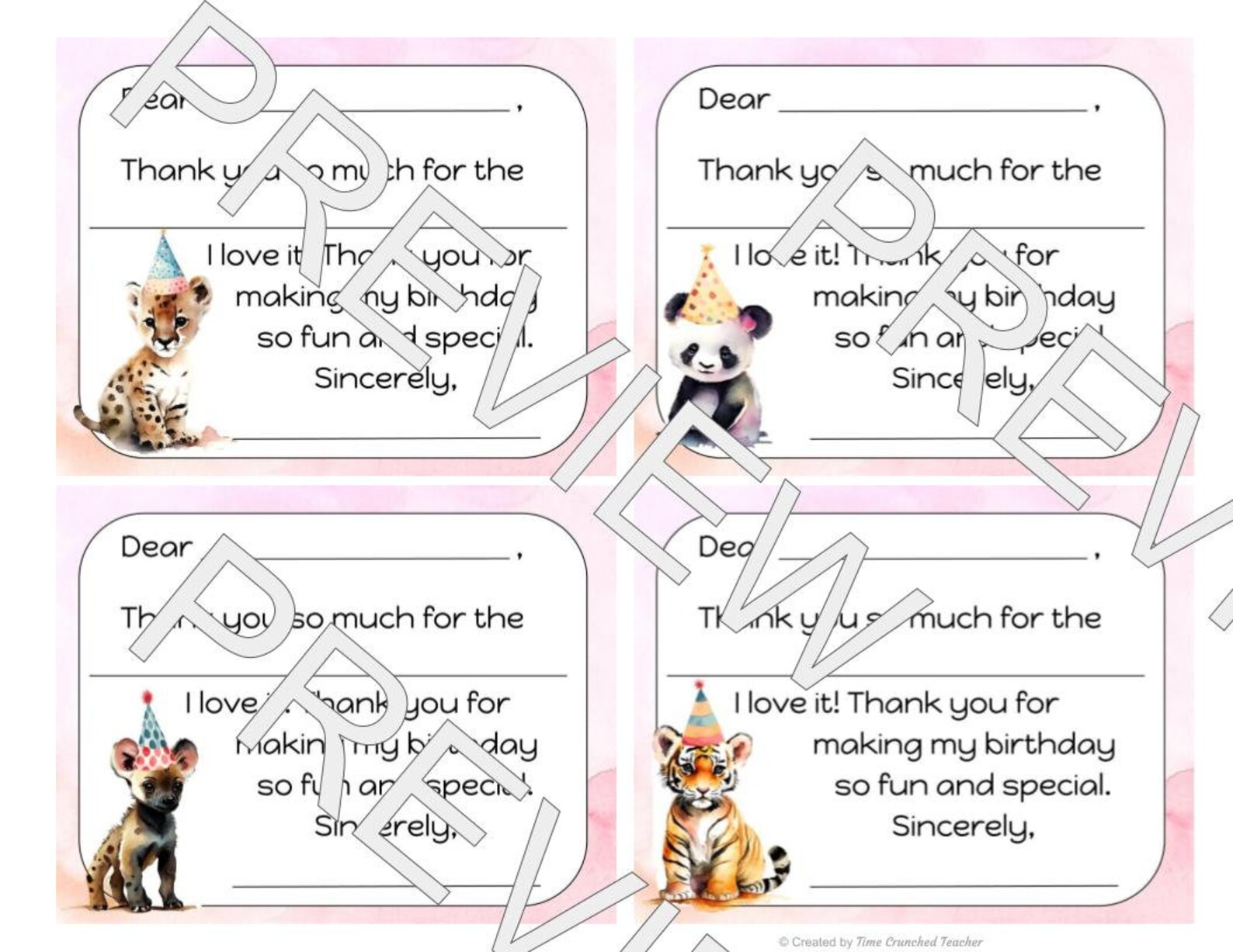 Safari Birthday Thank You Cards | Fill in the Blank (printable) - Etsy