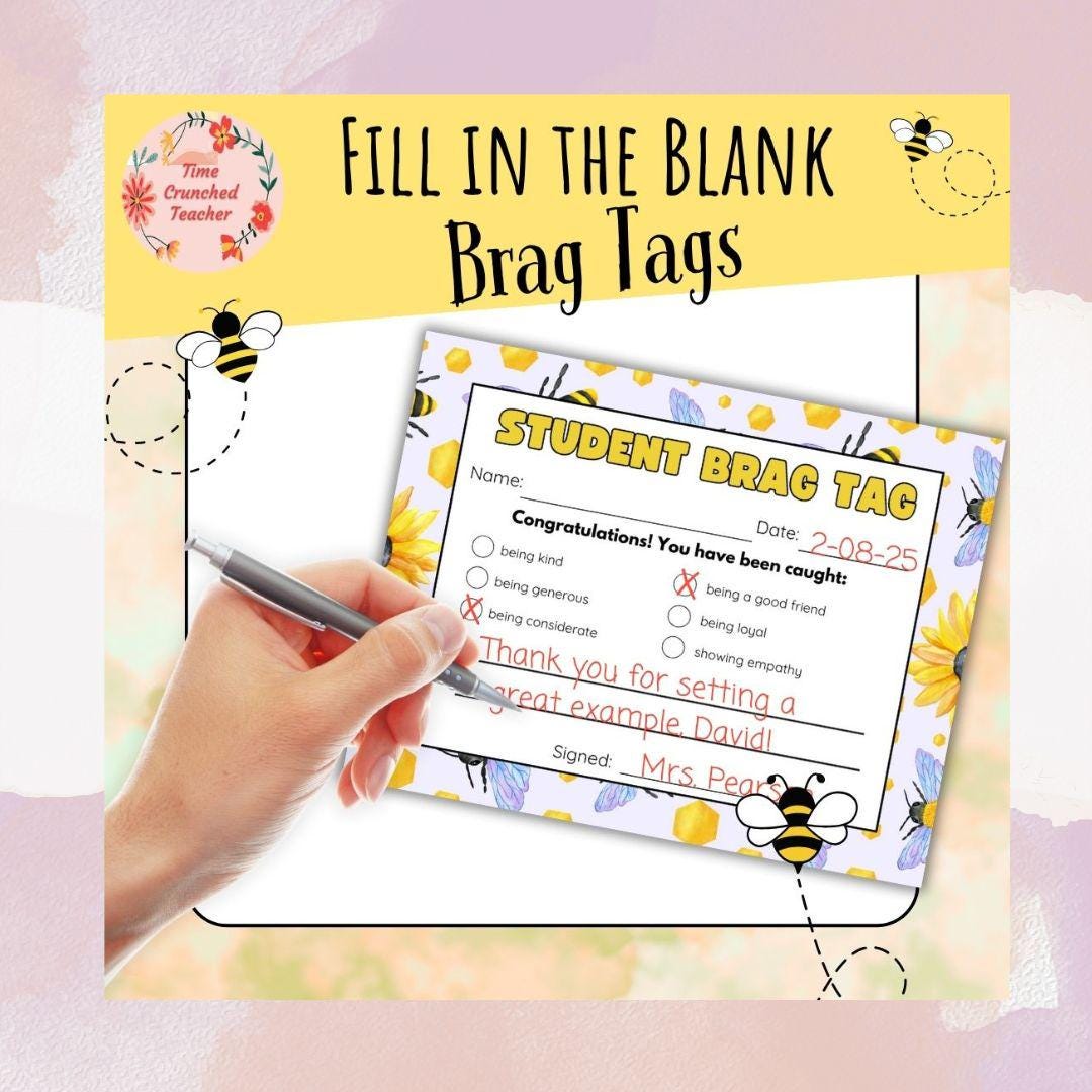 Bee Brag Tags: Teacher Notecards, Parent Communication (digital ...