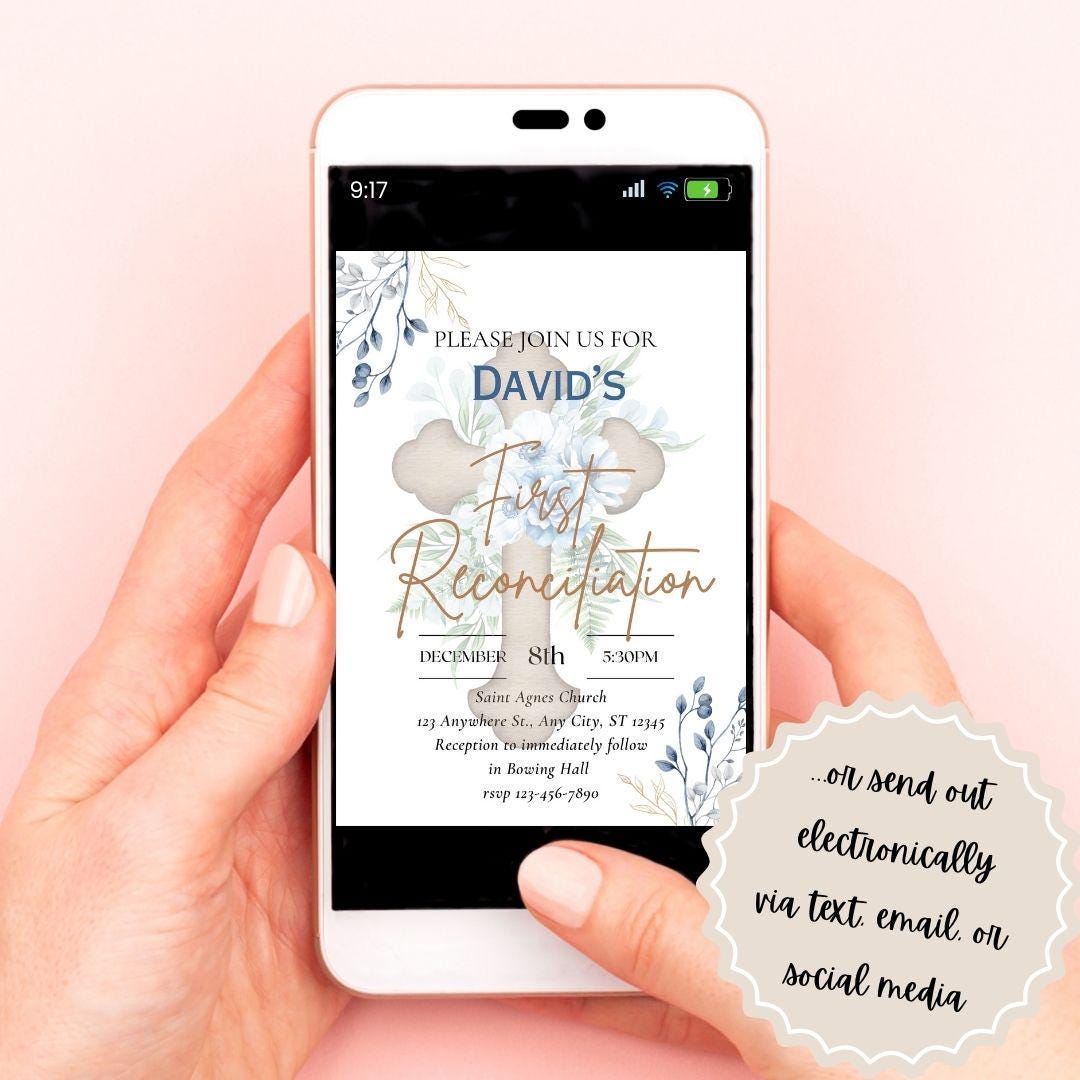 Printable First Reconciliation Invitation Reconciliation Card Editable ...