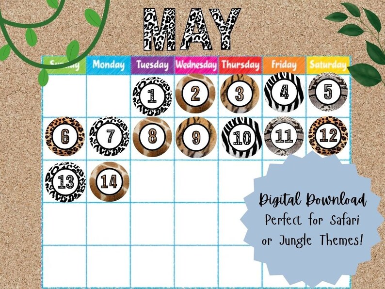 Animal Print Calendar Numbers | Numbers 1-31 | Just Print and Go ...