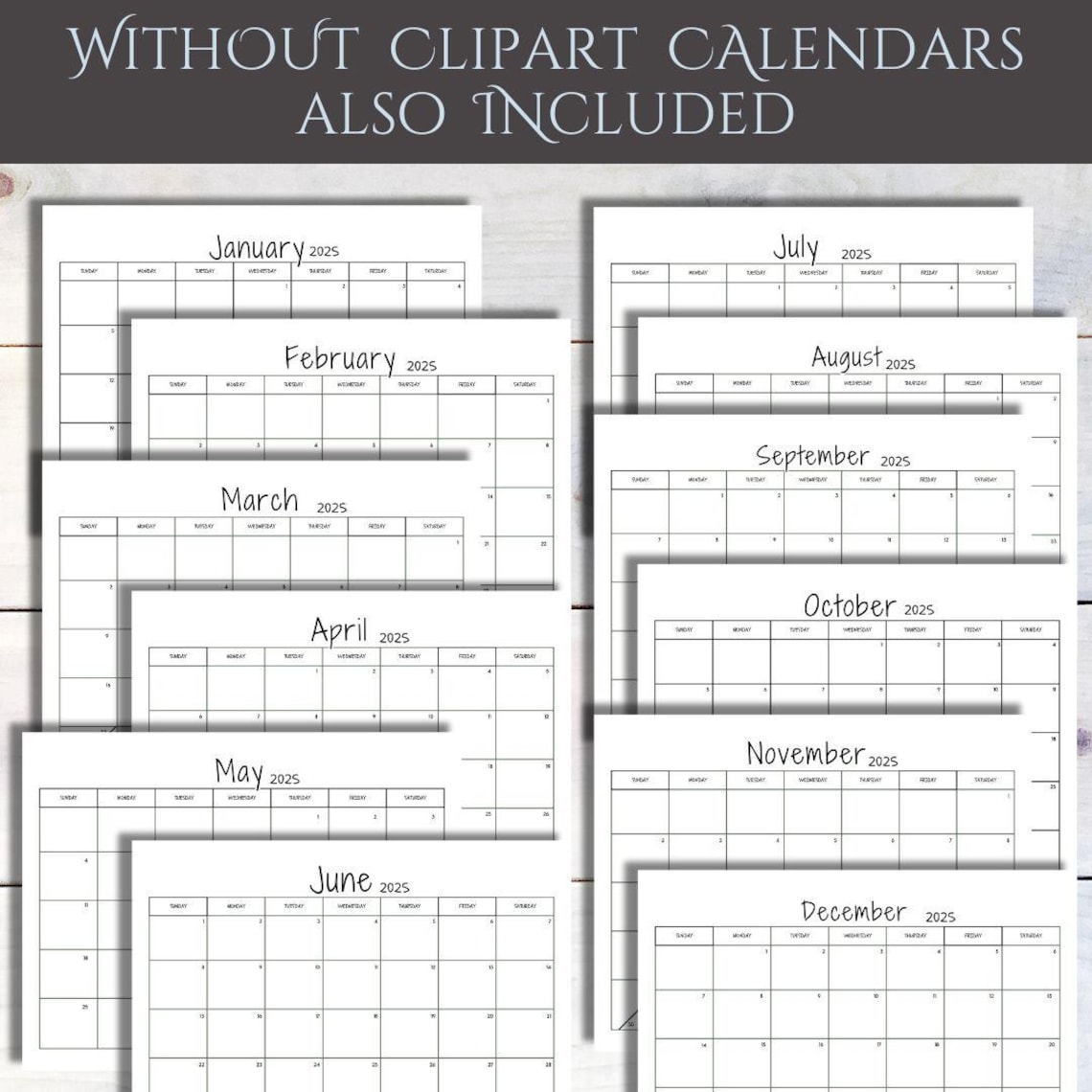 Printable 2025 Calendar Template | Editable 12 Month Calendar: January ...