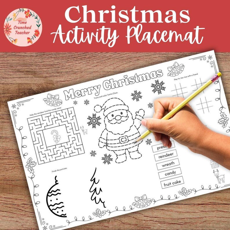 Printable Christmas Activity Placemat | Kids Holiday Games (PDF) - Etsy