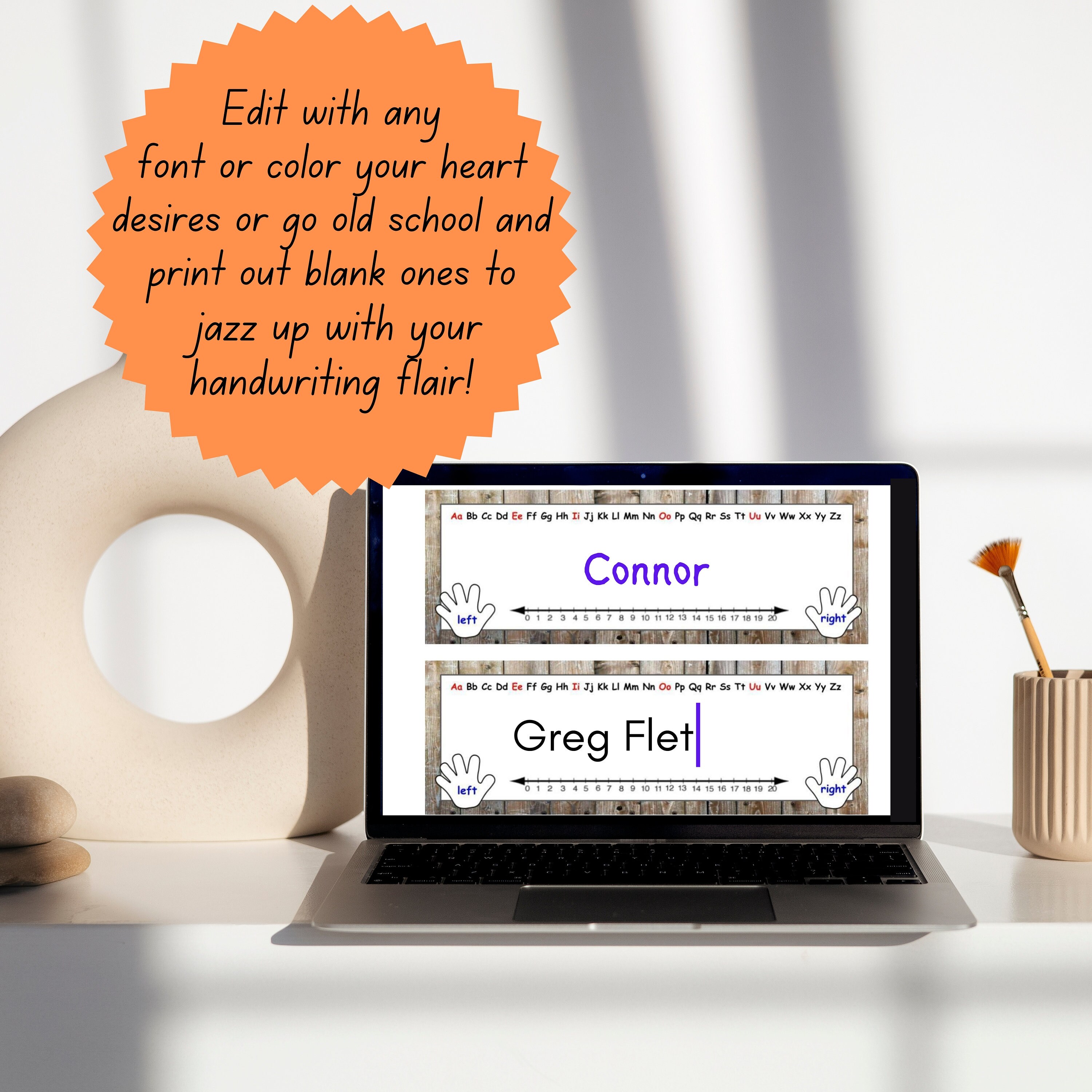 Shabby Chic | Printable Student Name Tags | Printable Name Tags | Name ...