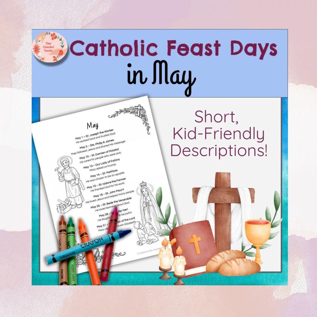 Printable Catholic Calendar | Catholic Feast Days in May – Kid-friendly ...