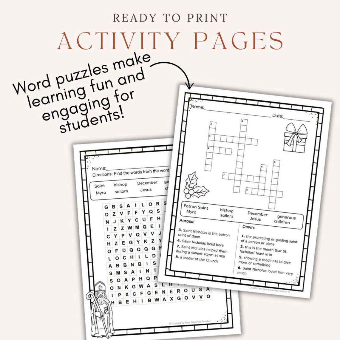 Printable Saint Nicholas Activity Packet for Kids | St. Nicholas Statue ...