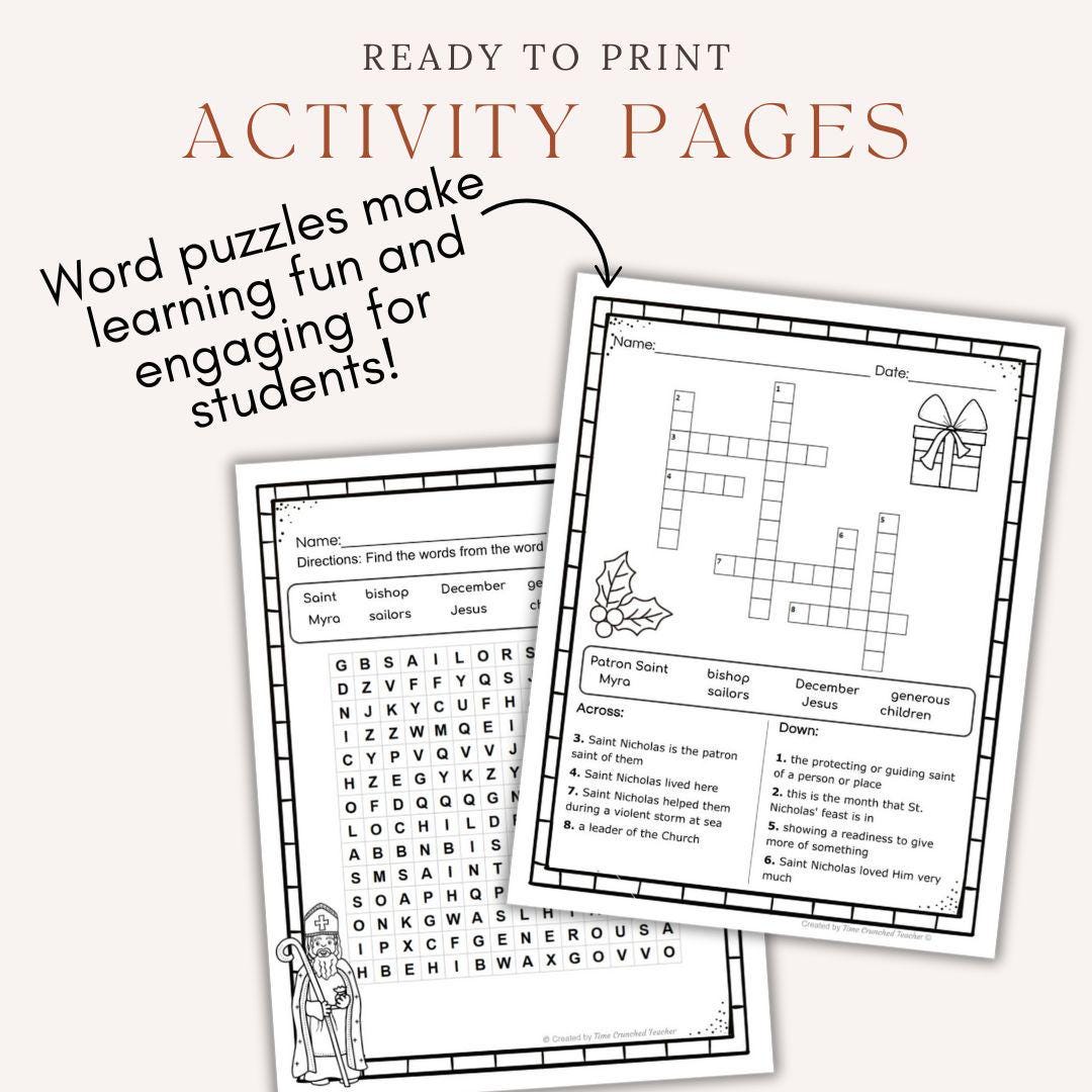Printable Saint Nicholas Activity Packet for Kids | St. Nicholas Statue ...