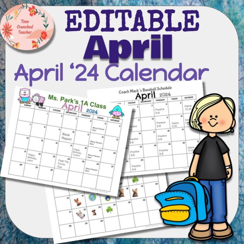 Customizable April 2024 Calendar Templates: Personalize and Print ...
