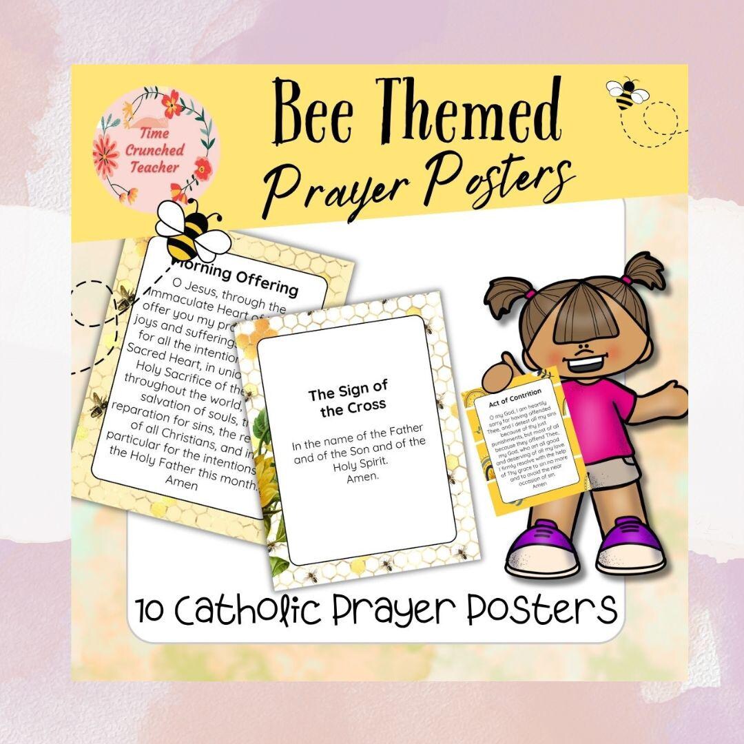 Bee Themed Catholic Prayer Posters for Kids: Classroom Decor (PDF ...