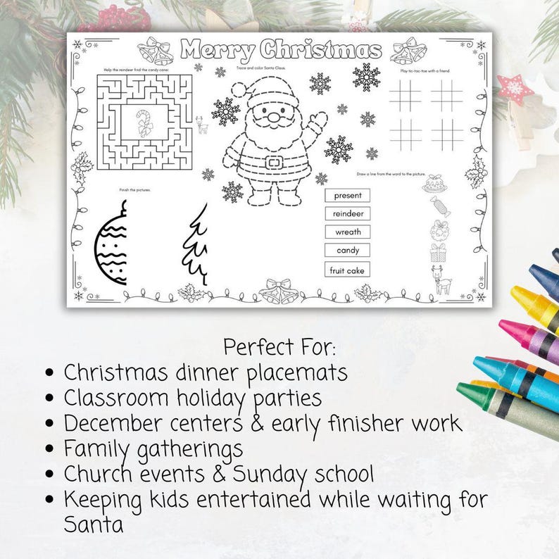 Printable Christmas Activity Placemat | Kids Christmas Craft ...