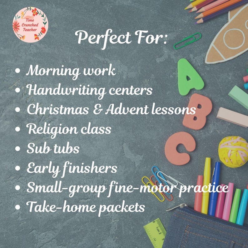 Printable Advent Nativity Tracing Worksheets | Pre-writing Christmas ...