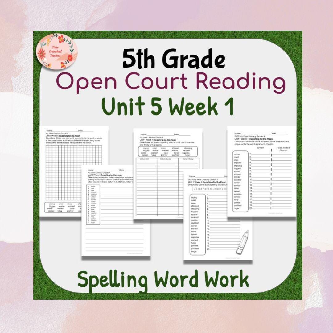 5th Grade Spelling Worksheets | Open Court Reading Unit 5 Week 1 ...