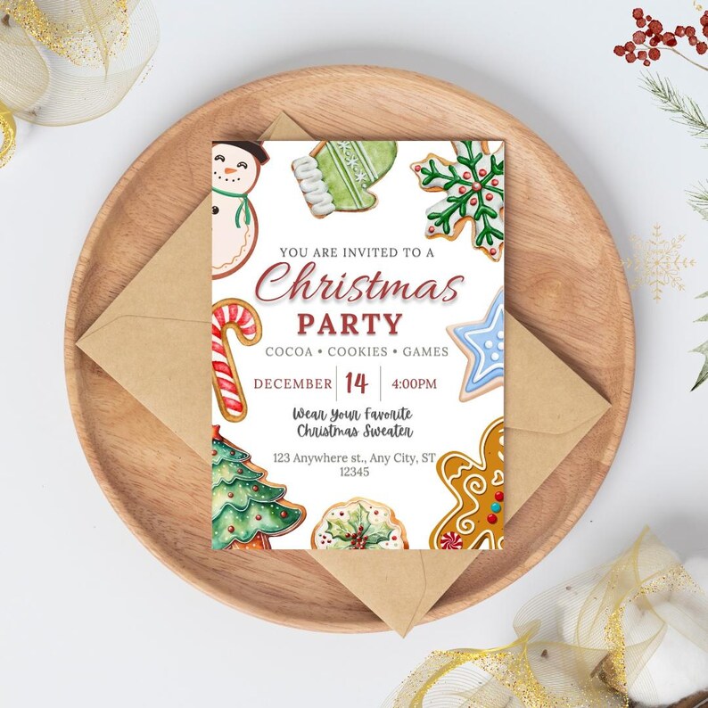 Printable Christmas Party Invitation Christmas Party Template Editable ...