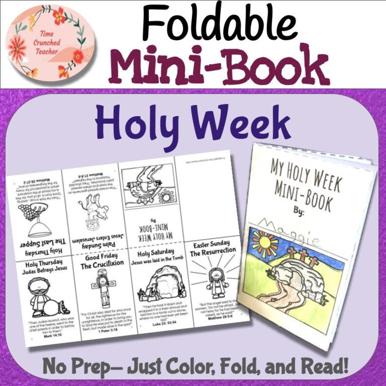 Holy Week Mini Book NO PREP- Color, Fold, and Read! - Etsy