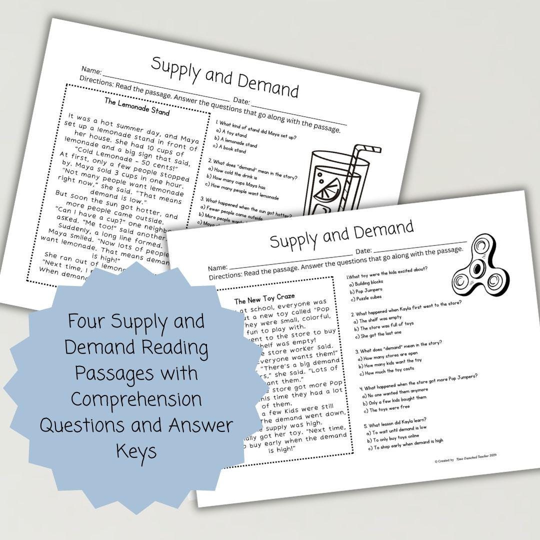 Printable 2nd Grade Social Studies: Supply and Demand | Reading ...