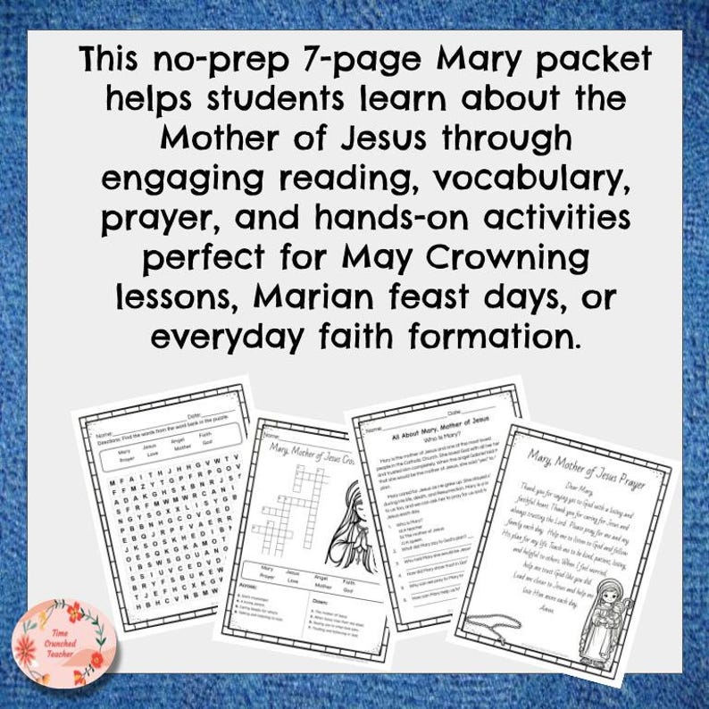 Mary Mother of Jesus Activities | Catholic Printable Packet | May ...