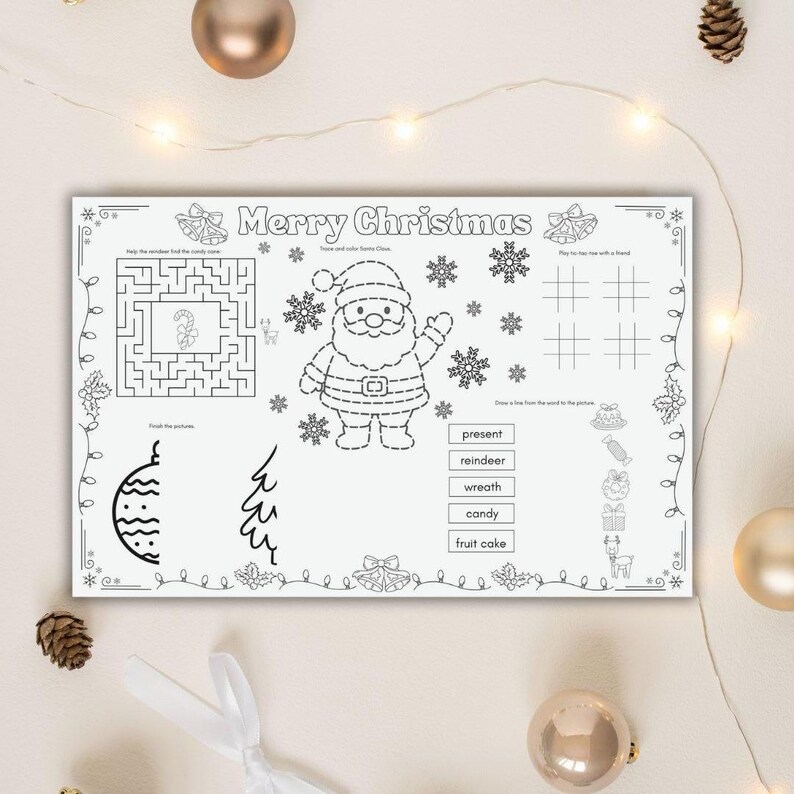 Printable Christmas Activity Placemat | Kids Christmas Craft ...
