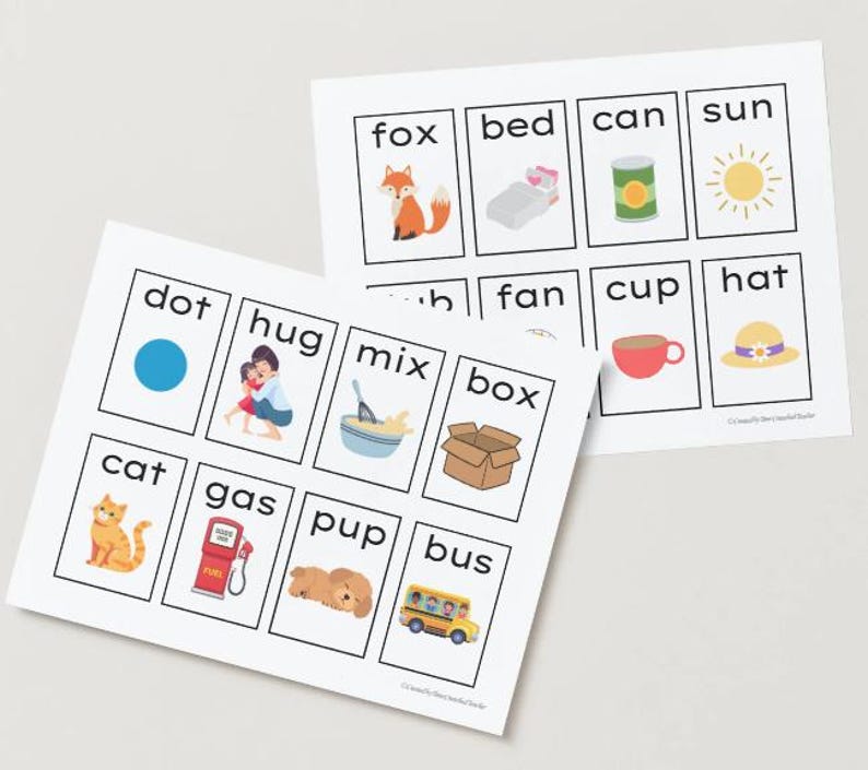 Short Vowel Flashcards | CVC Words With Pictures | Kindergarten Phonics | Digital Download ...