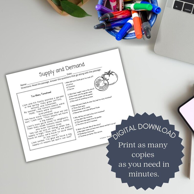 Printable 2nd Grade Social Studies: Supply and Demand | Reading ...