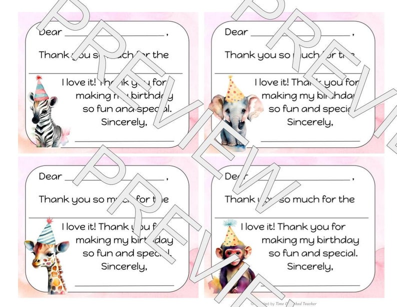 Safari Birthday Thank You Cards | Fill in the Blank (printable) - Etsy