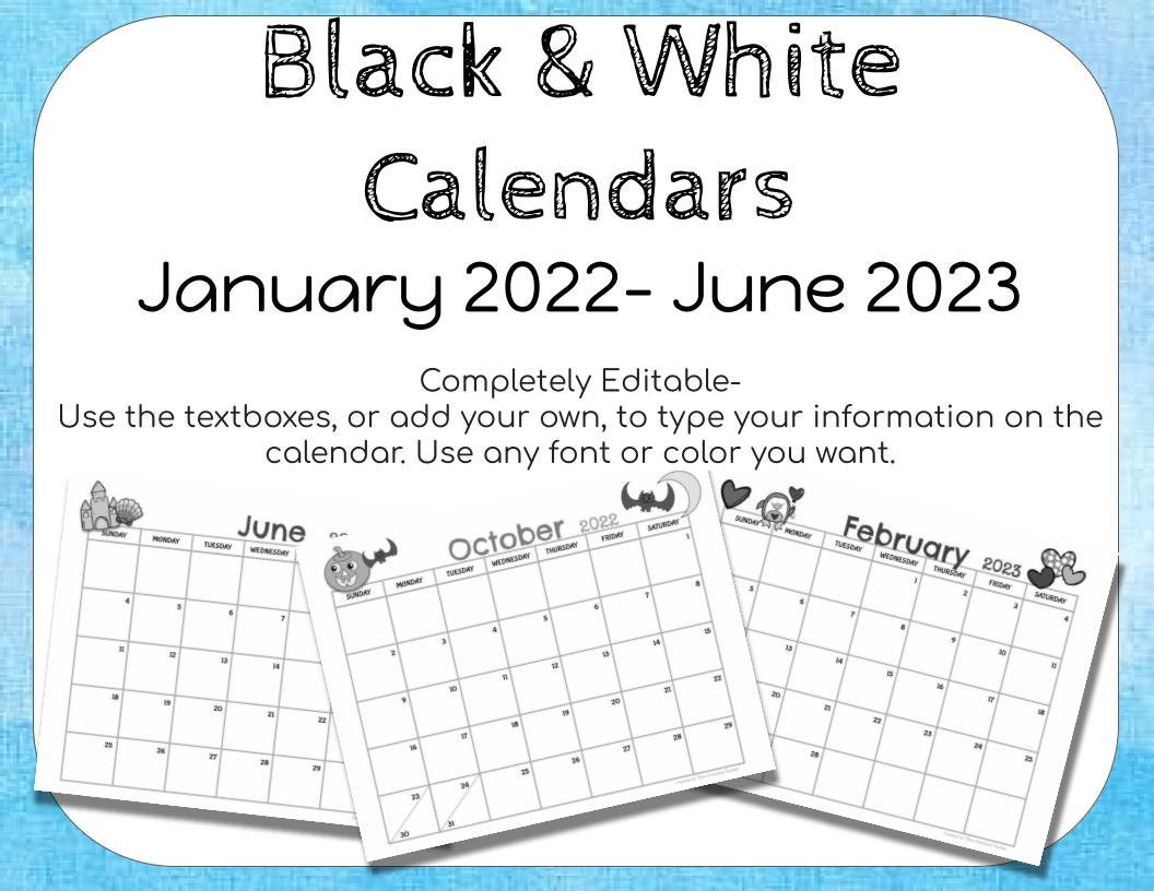 Editable 18 Month Calendar: January 2022-june 2023 - Etsy
