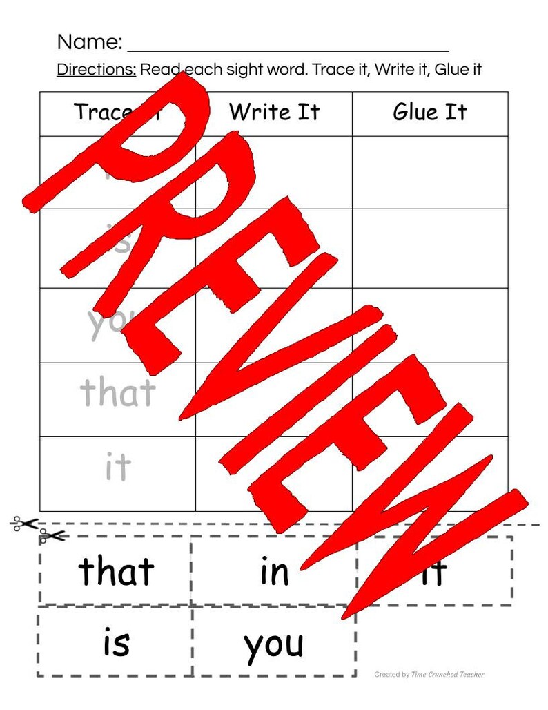 Kindergarten Sight Word Practice: 9 Pages of Quality Sight - Etsy