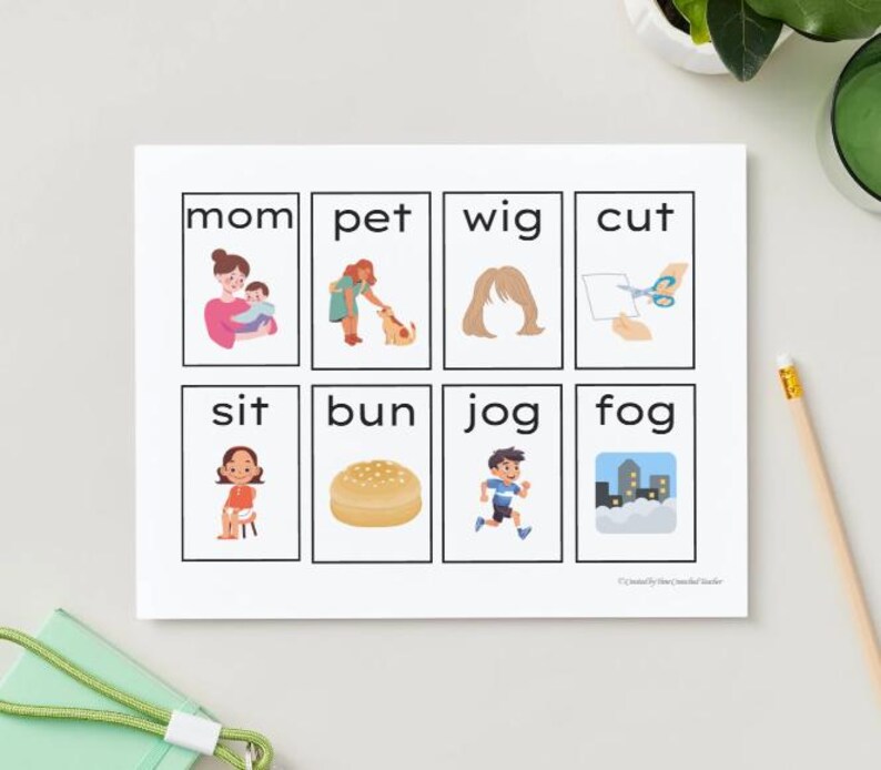 Short Vowel Flashcards | CVC Words With Pictures | Kindergarten Phonics ...