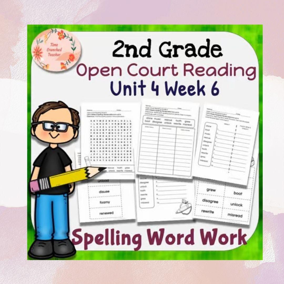 2nd Grade Open Court Reading Spelling: Unit 4 Week 6 (digital Download ...