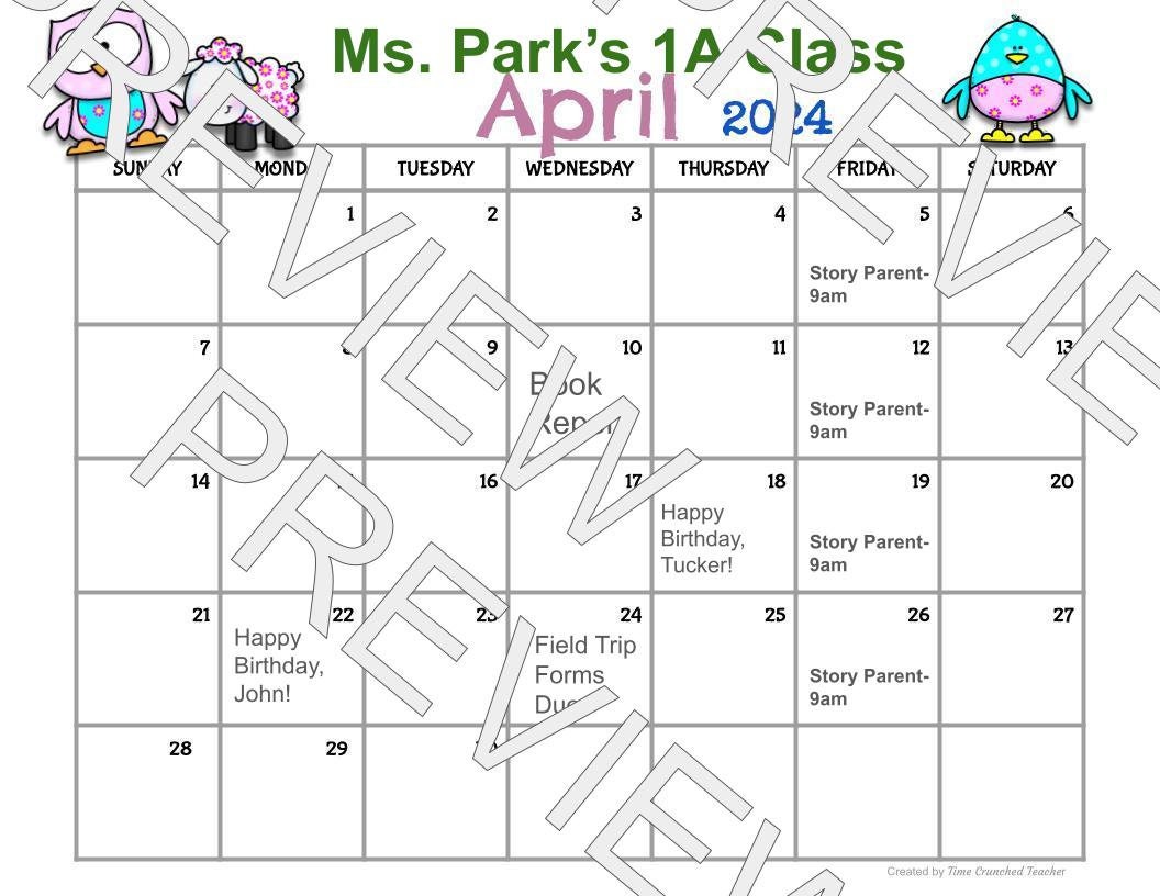 Printable April Calendar | April 2024 Calendar | Customizable Calendar ...
