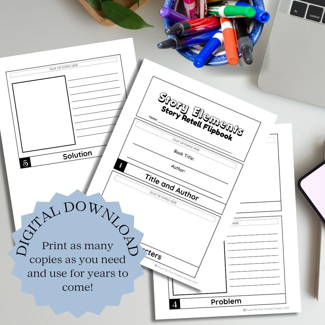 Printable Story Elements Flipbook | Teaching Story Elements | Character ...