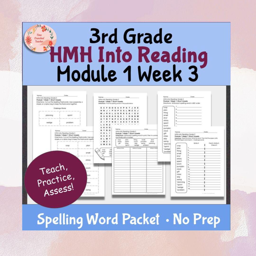 Printable 3rd Grade Spelling Worksheets | HMH Into Reading Curriculum ...