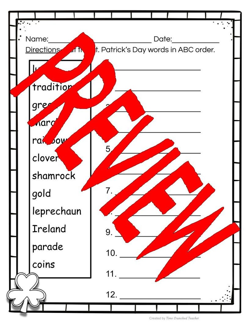 Saint Patrick's Day Themed Activity and Puzzle Packet- No Prep! - Etsy